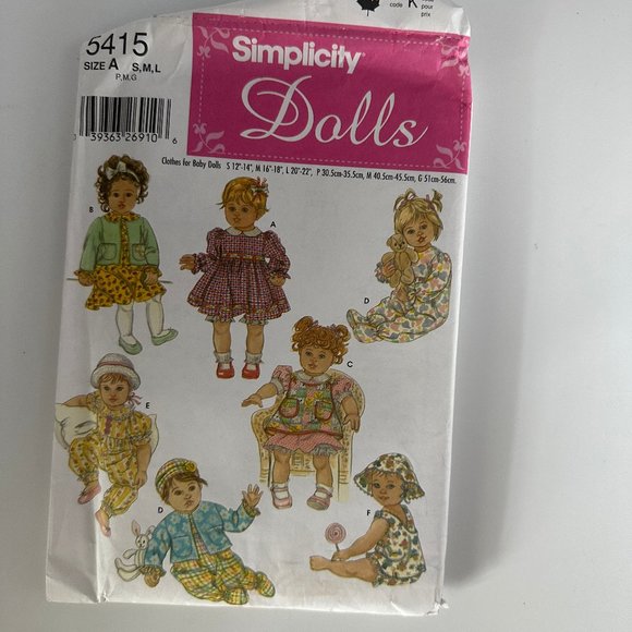 Simplicity | Other | Uncut Simplicity Sewing Patterns Baby Doll Clothes ...